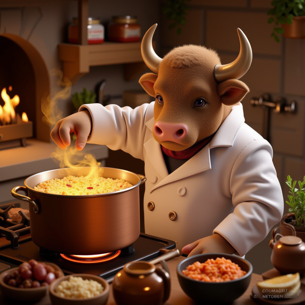 Bull Cooking Risotto| Krea