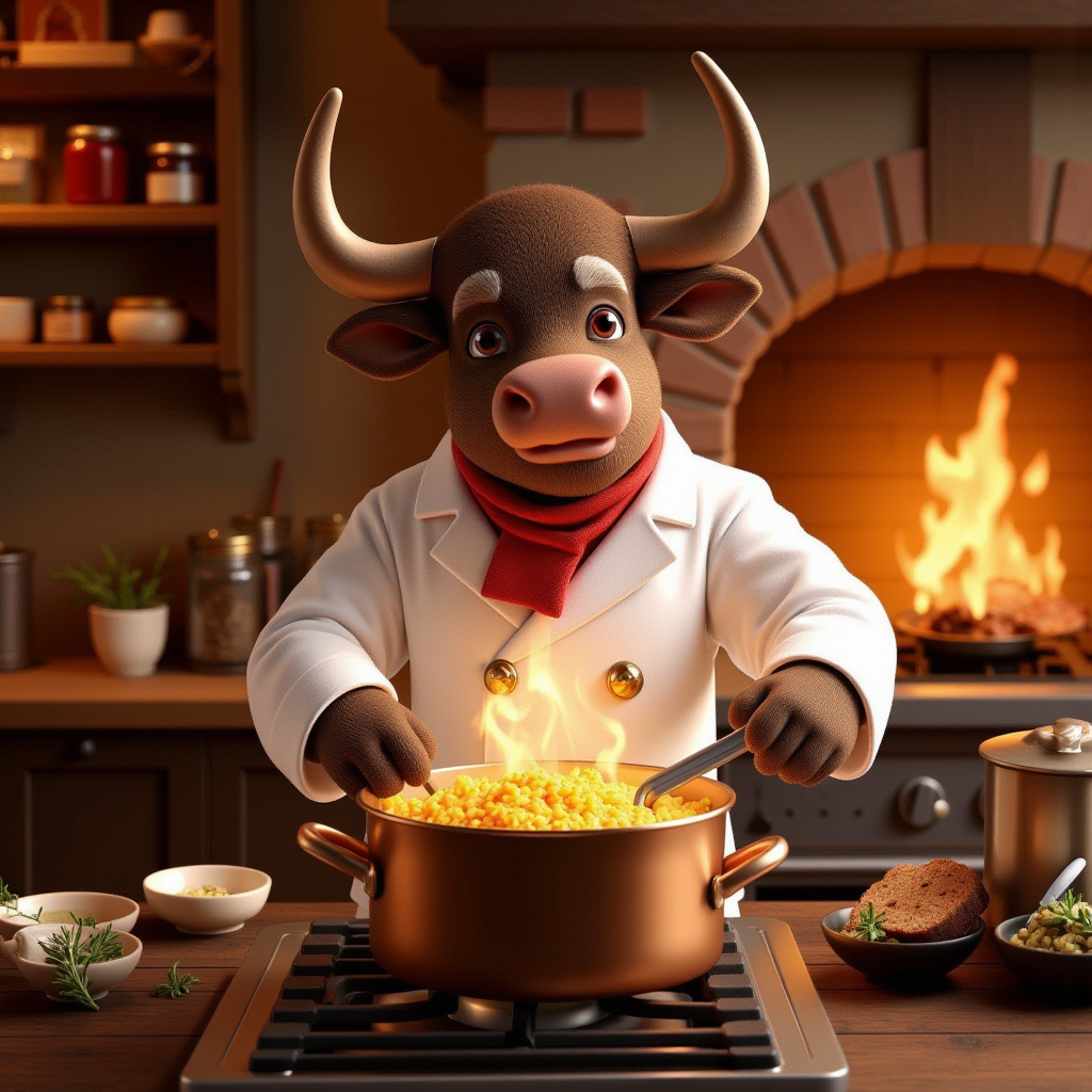 Bull Cooking Risotto| Krea