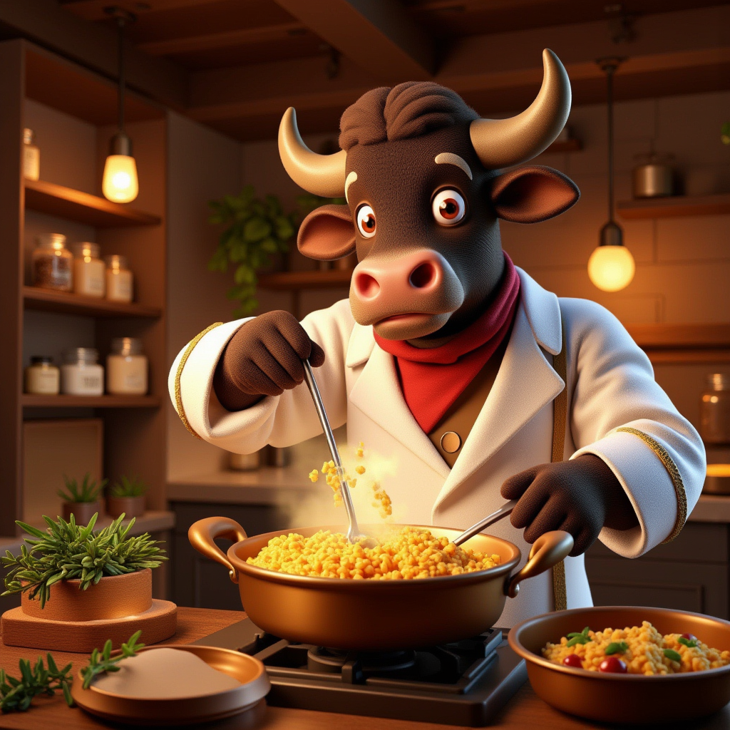 Bull Cooking Risotto| Krea