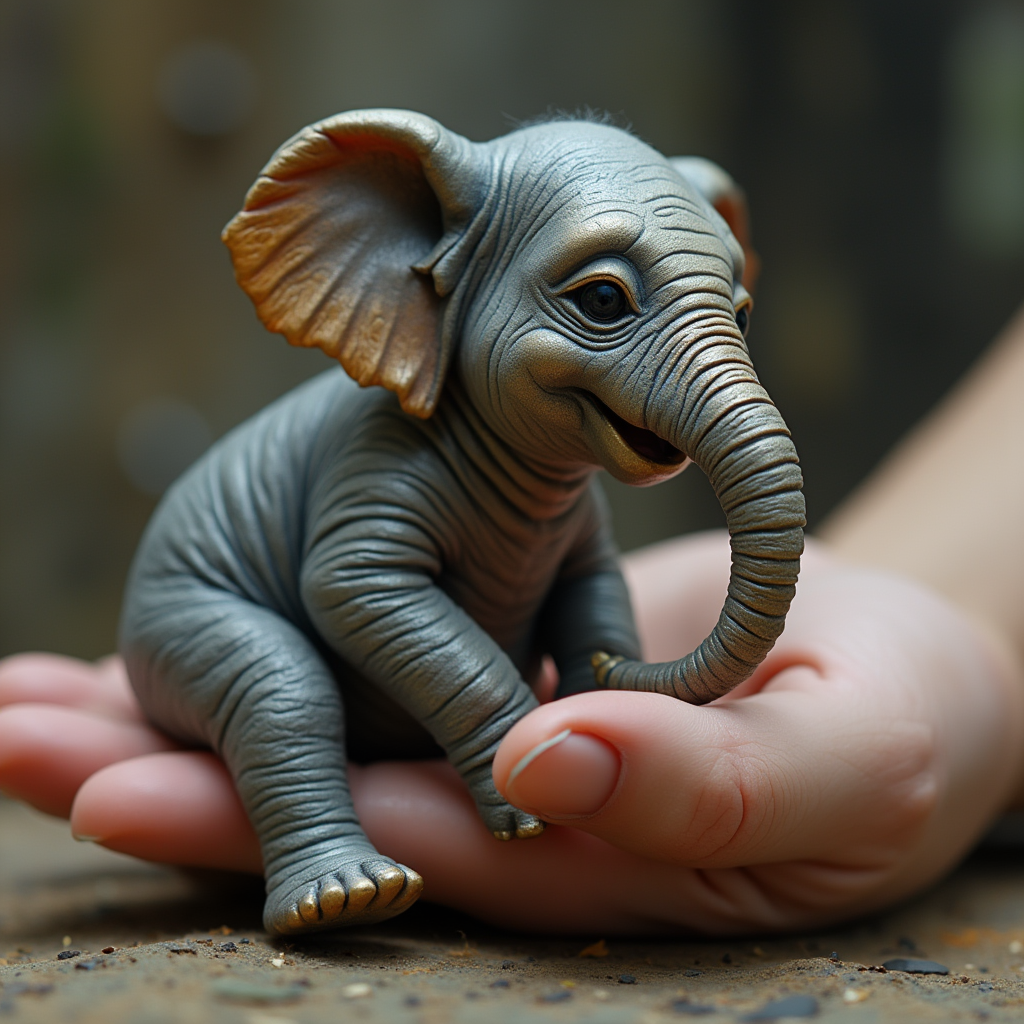 Miniature Elephant on Hand| Krea