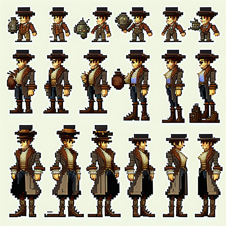 KREA AI - high quality pixel art of a steampunk protagonist ...