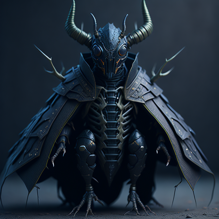 KREA AI - large bipedal insect alien wearing robes and tech ...