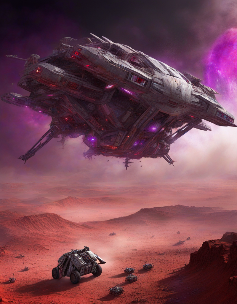 KREA AI - Gigantic mining spaceship, Dead Space style, in gr...