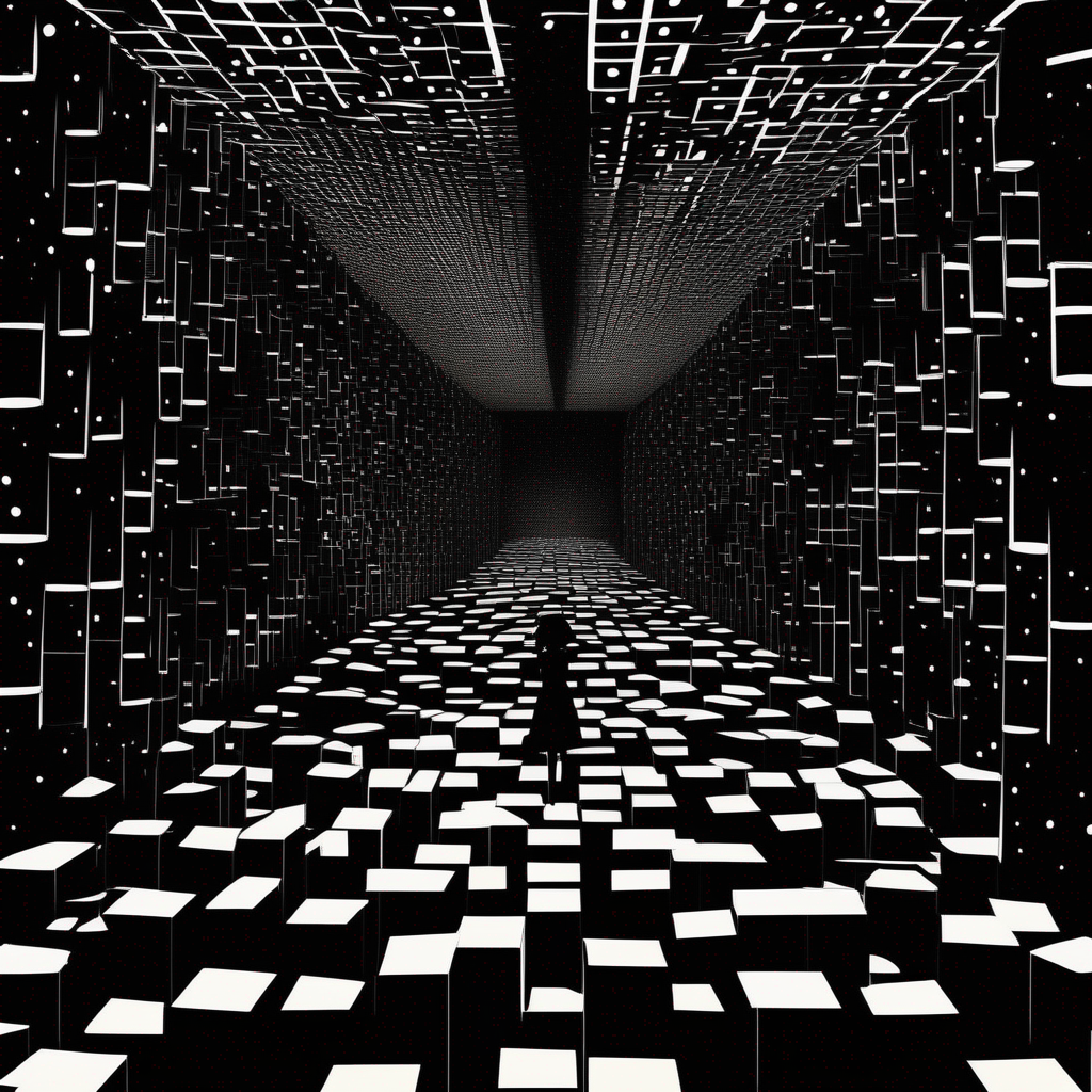 KREA AI - Graphic design of a pitch-black void with endless ...