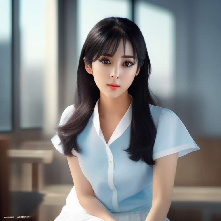 Krea Ai A Pretty Korean Girl Black Hair Big Brown Eyes