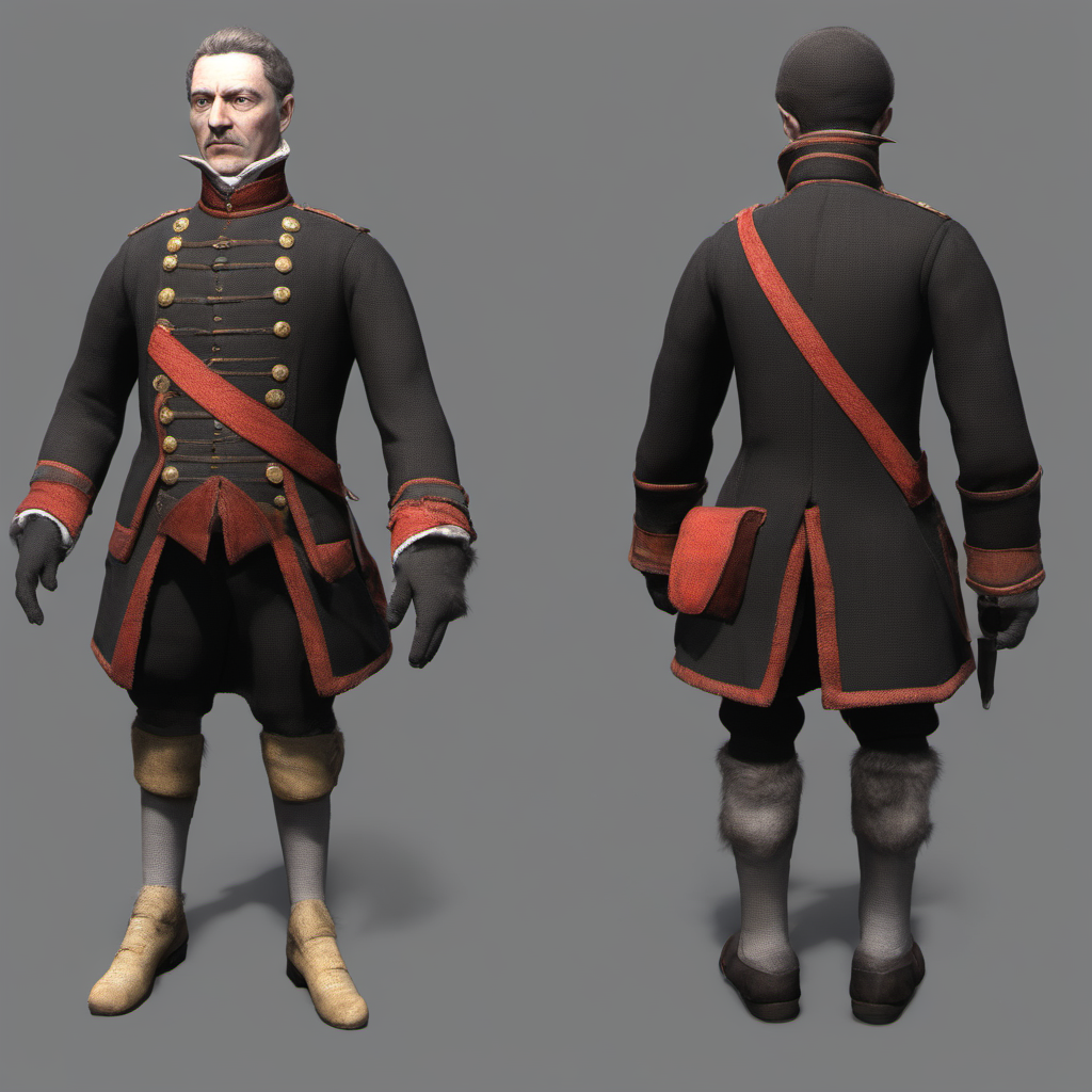 KREA AI - 18th century war puppet butler starting class 3d m...