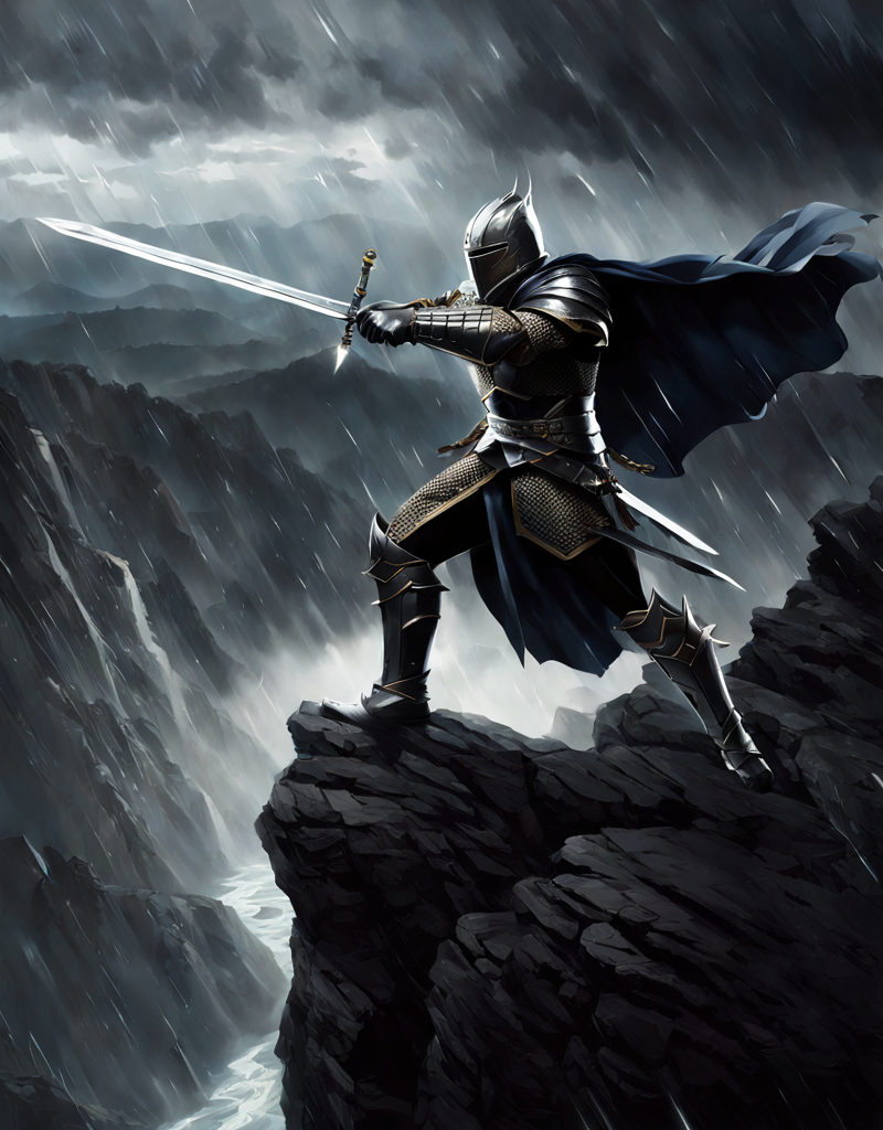 KREA AI - Digital art of a powerful and mysterious knight, c...