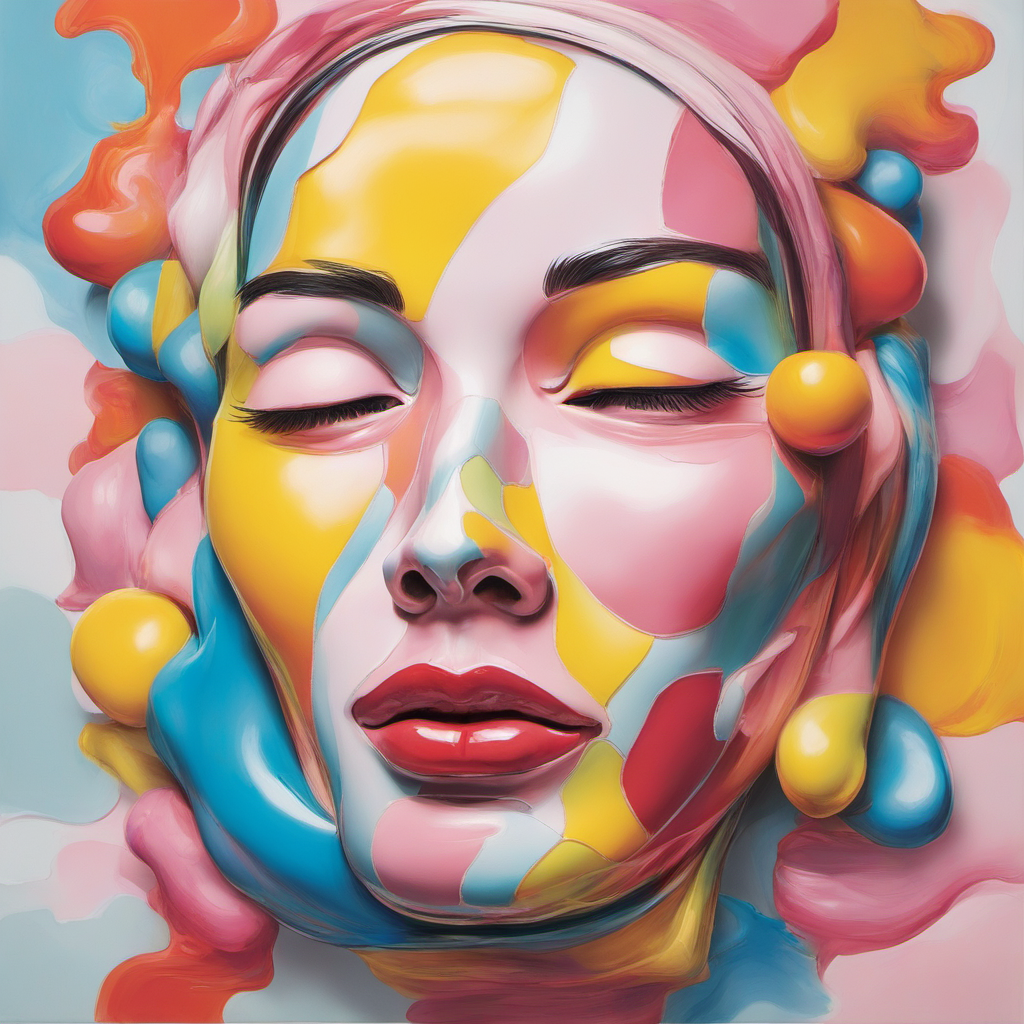KREA AI - Illustrate an abstract composition of floating fac...