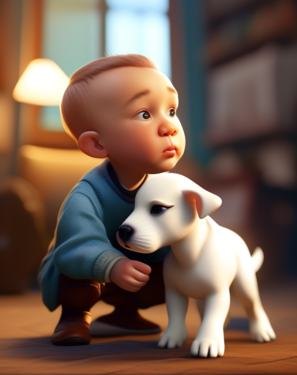 KREA AI - cute baby tintin with his cute puppy milú, photo r...