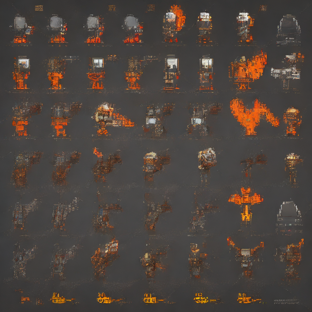 KREA AI - Game Sprite Sheets shoot'em up pixel art