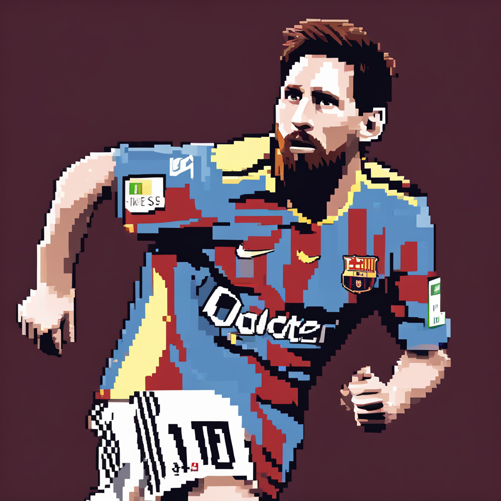 KREA AI - pixel art illustration 8 bit style of lionel messi