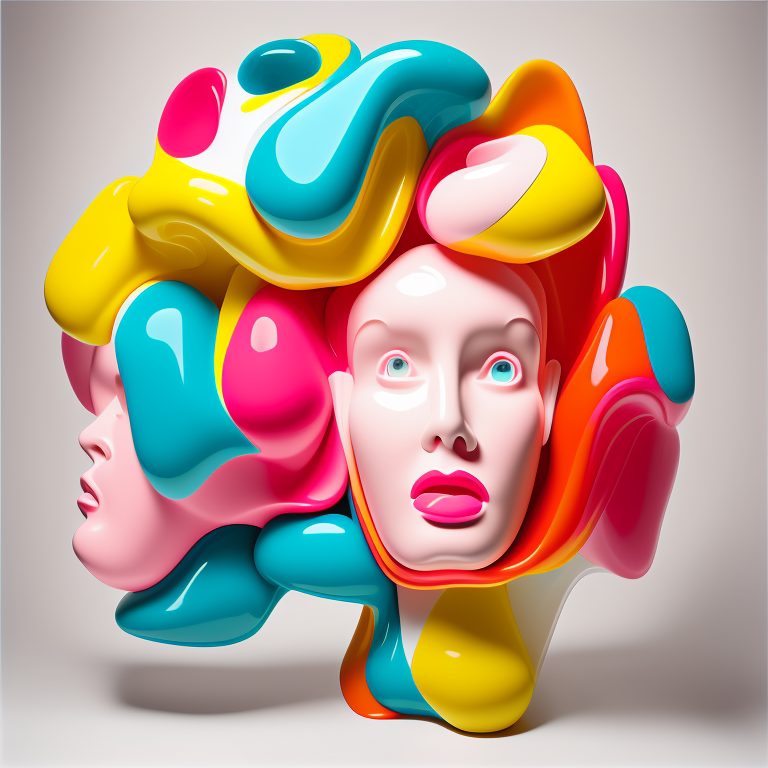 KREA AI - Illustrate an abstract composition of floating fac...