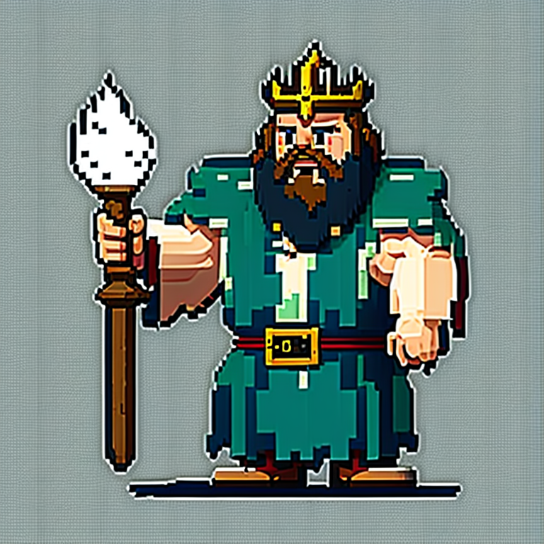 KREA AI - High quality pixel art of an burly king with beard...