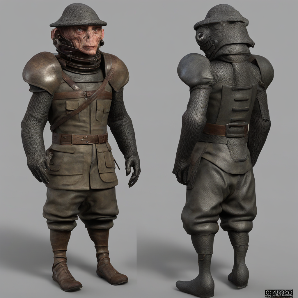 KREA AI - 3d 3/4 view model scarran reptillian pale scorpius...