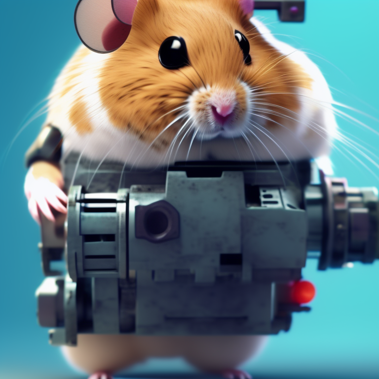 KREA AI - Hamster In round mech that has machine gun with fl...