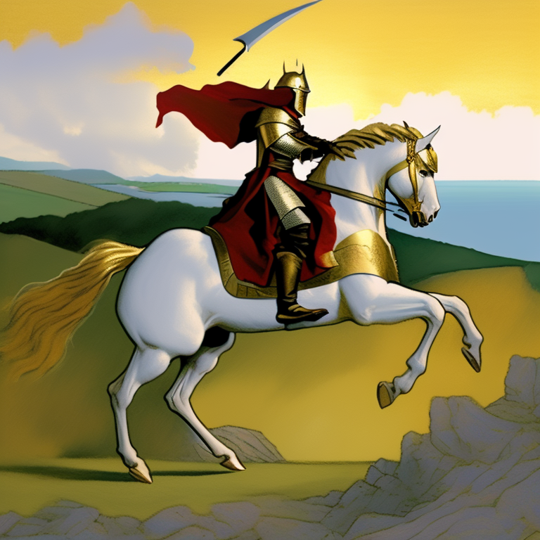 KREA AI - "Create a dynamic scene of a regal knight in gleam...