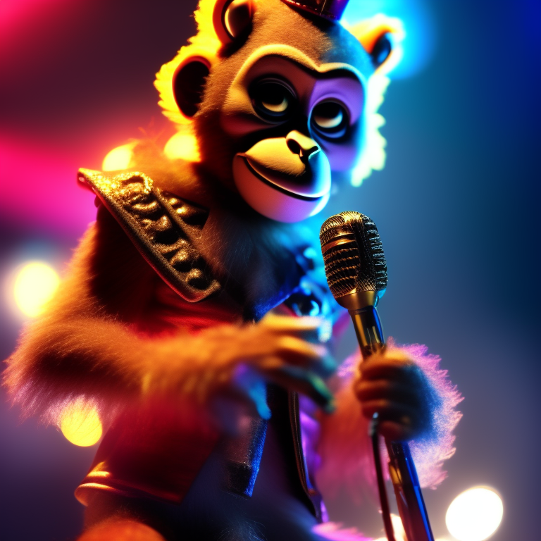 KREA AI - ((((( Rockstar monkey king singing into a micropho...