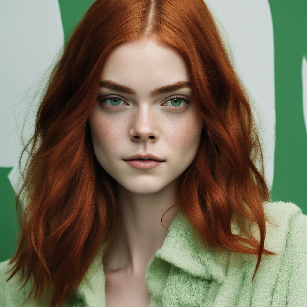 Krea Ai Elle Fanning With A Dark Red Hair Green Eyes And