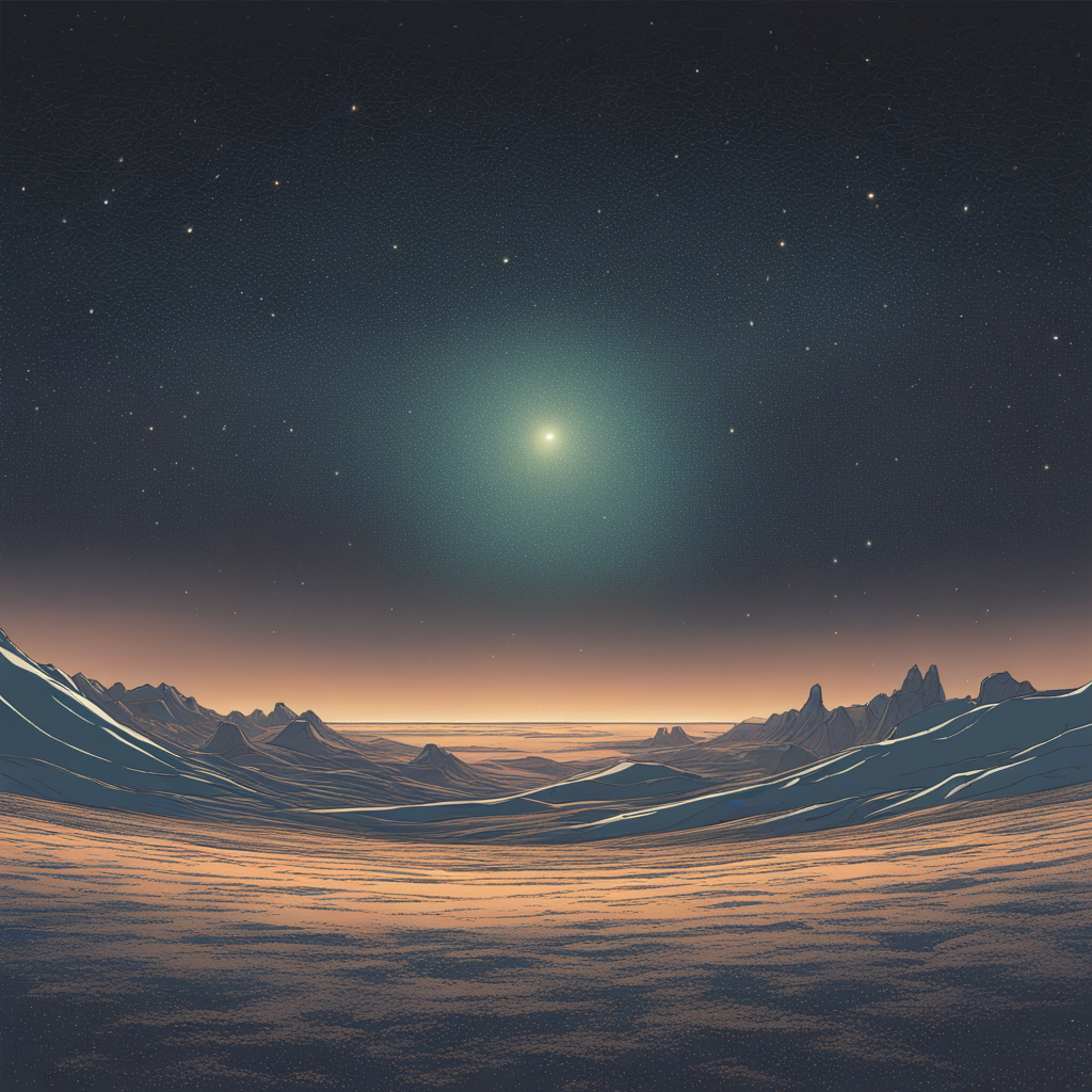 KREA AI - moebius star field night sky flat horizon