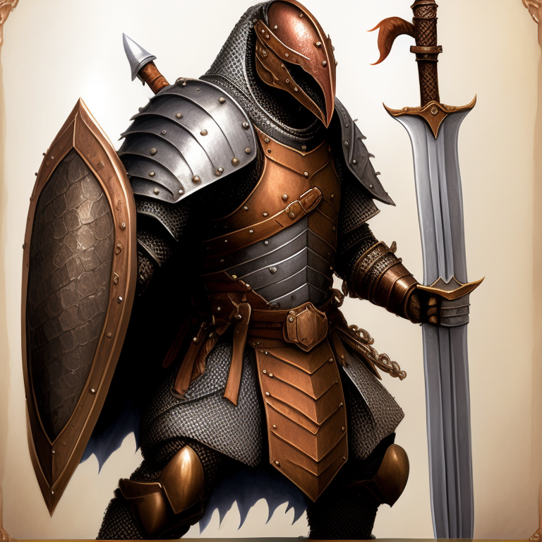 KREA AI - Dragonborn knight, wearing chain mail armor, no ch...