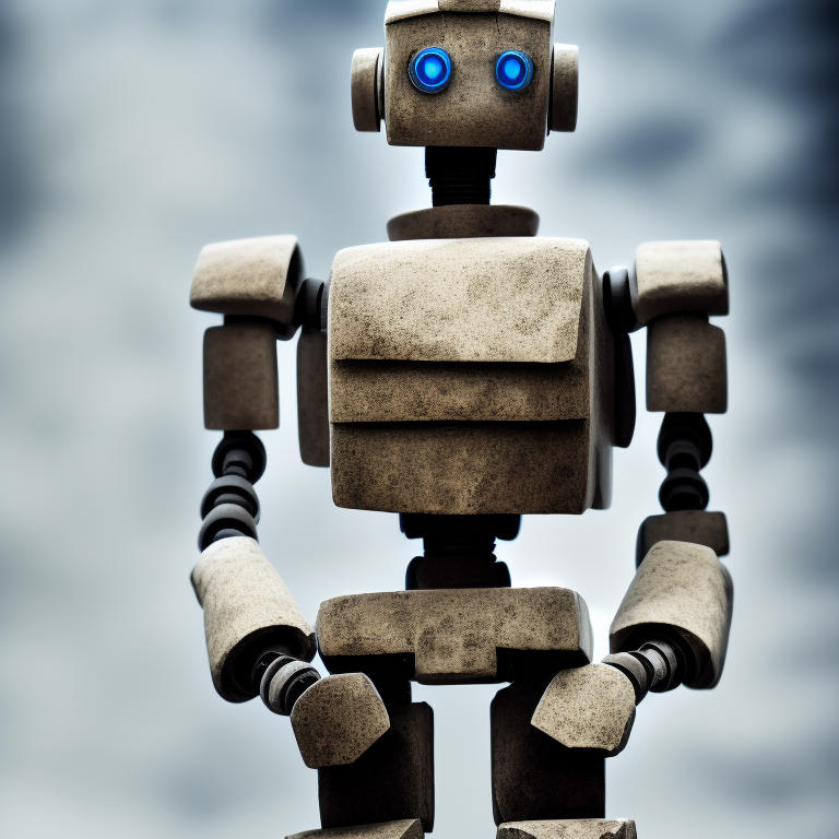 KREA AI - mechanical robot made of stone, humanoid robot