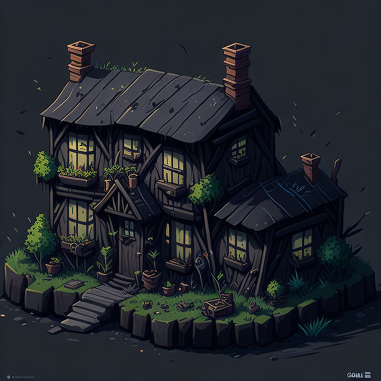 KREA AI - backgorund, small town, small yard, 2d, art, for c...