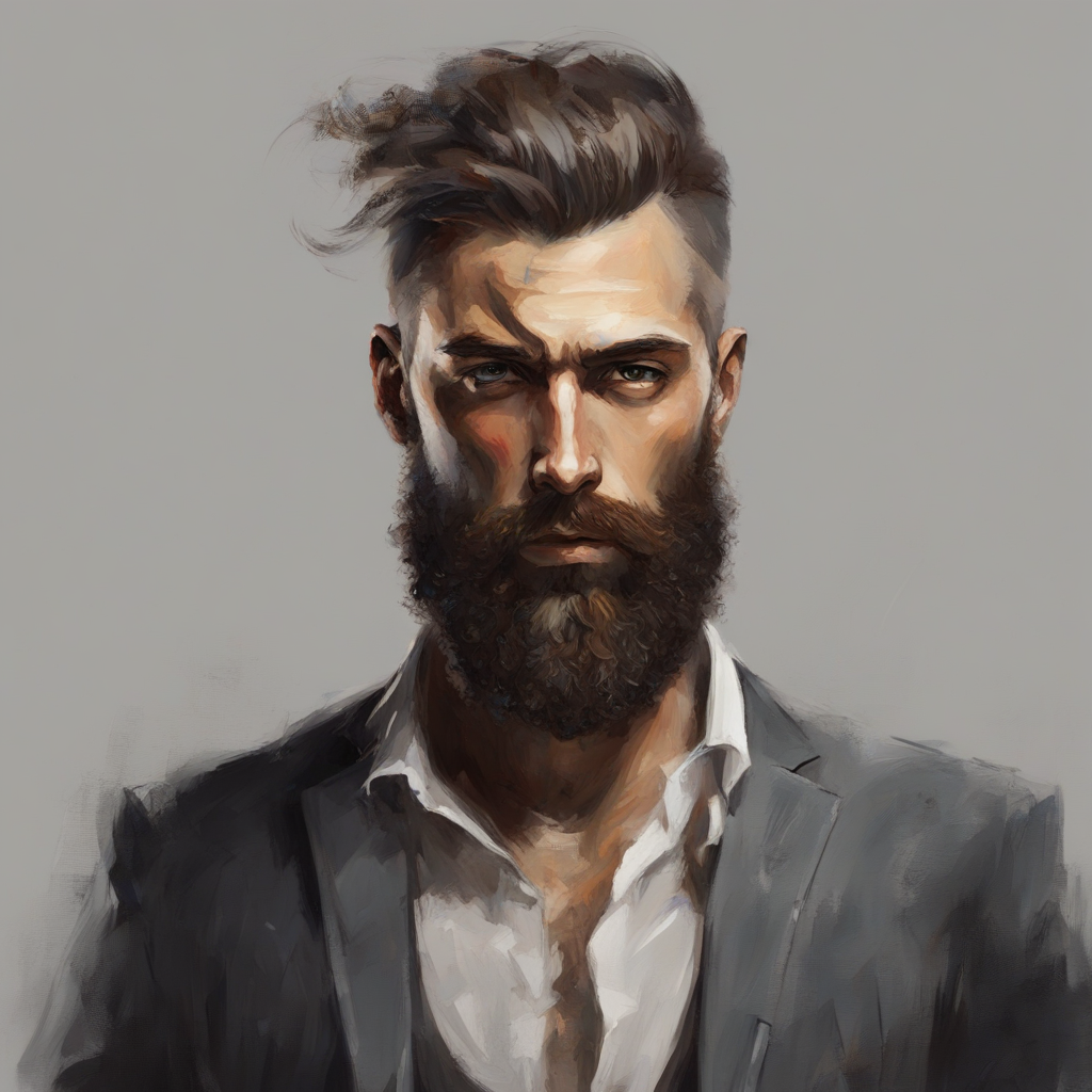 KREA AI - Slim Man with beard has bold character and no sham...