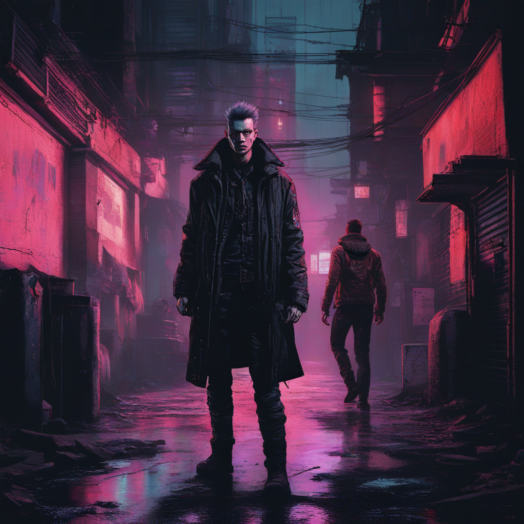 KREA AI - Title: "Punk Vampire Walks Down a Dark Alley" De...