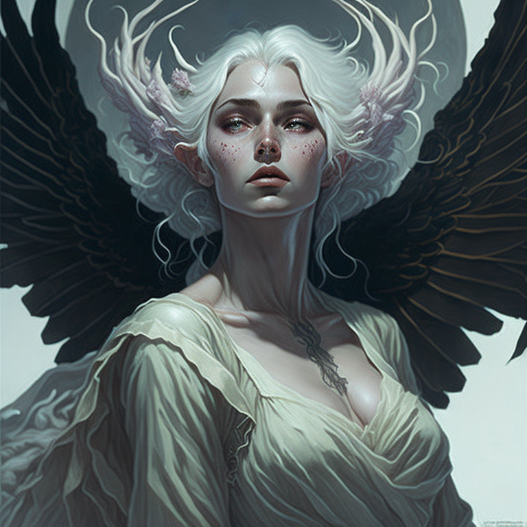 Krea Ai Female Elf White Hair Angelic Nimbus Alphonse Much