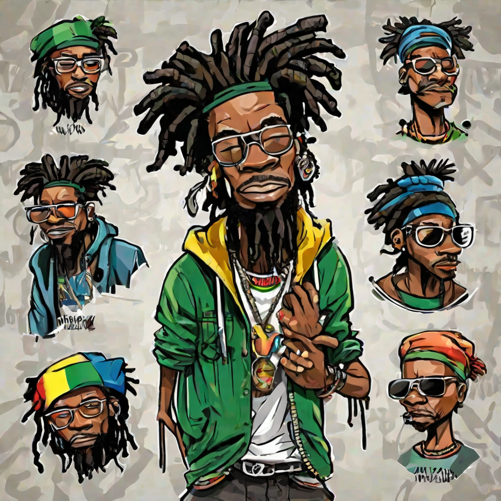 KREA AI - an image in style sks, famous reggae artist cartoo...