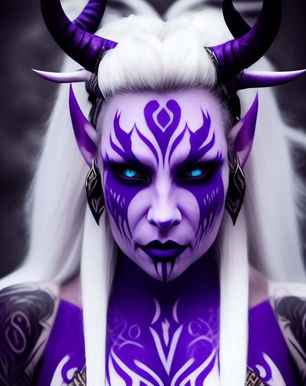 Krea Ai Attractive Draenei Woman Purple Tinted Skin Demo