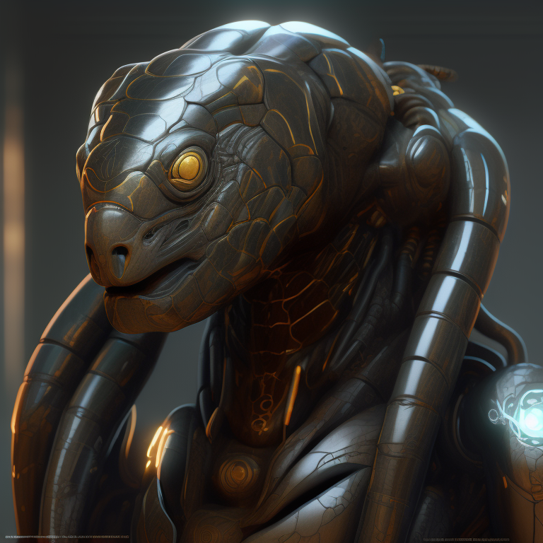 KREA AI - Portrait of a cybernetic black snake a spiritual f...