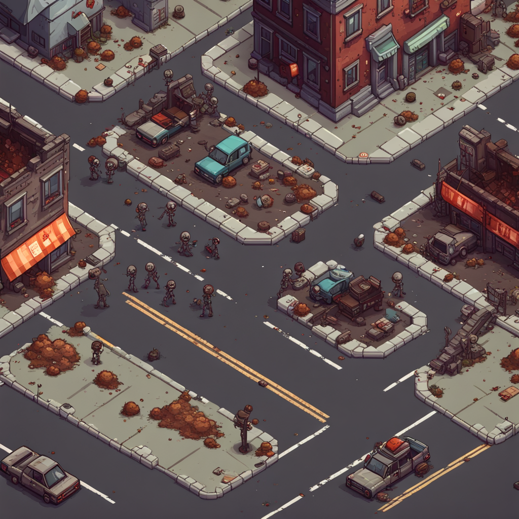 KREA AI - 2d top down zombie game environment with large map...
