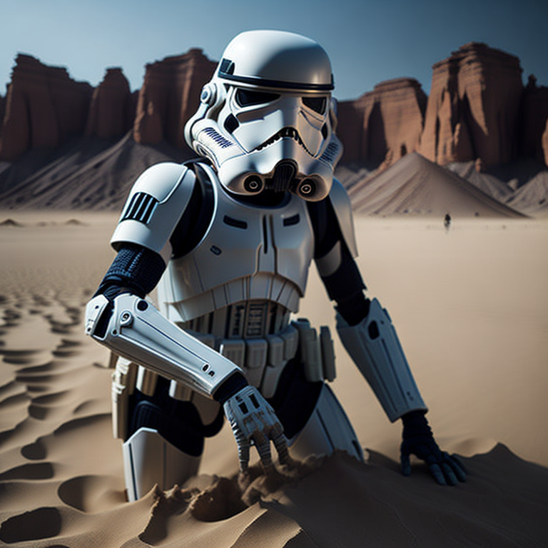 KREA AI - storm trooper from star wars on a sandy planet in ...