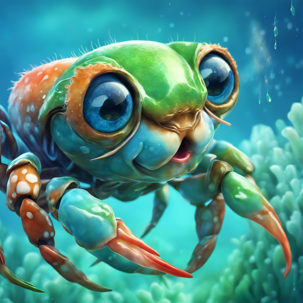 KREA AI - Fantasy Ocean Crab with the (face of a cute crusta...