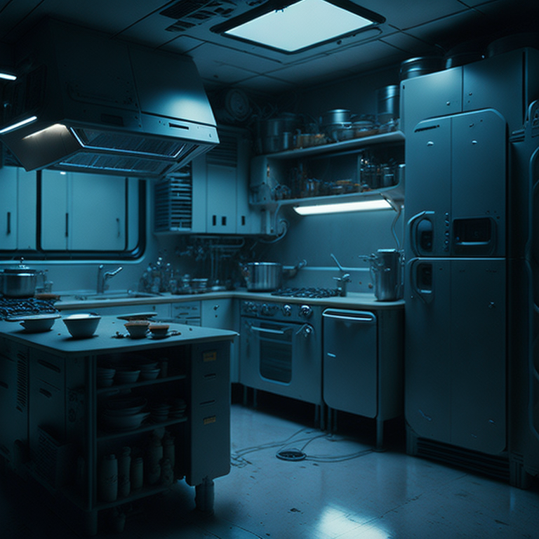 KREA AI - an empty sci-fi kitchen,erotically, tsai ming-lian...