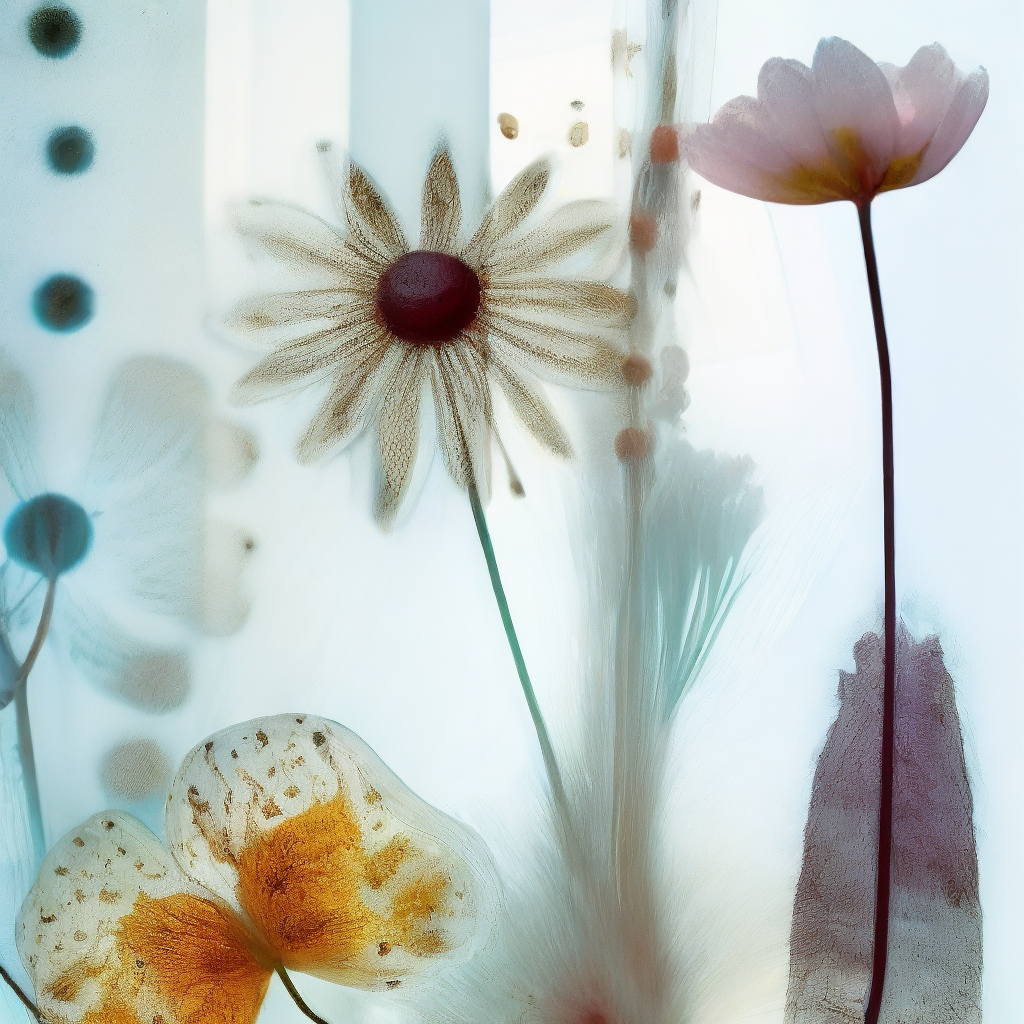 Krea Ai Scan Of Fragmented Glowing Pressed Flowers And Met