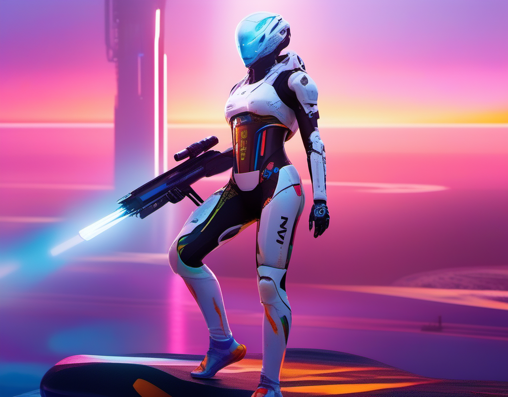 Krea Ai Bungie Marathon Videogame Cyborg Humanoid With Glo