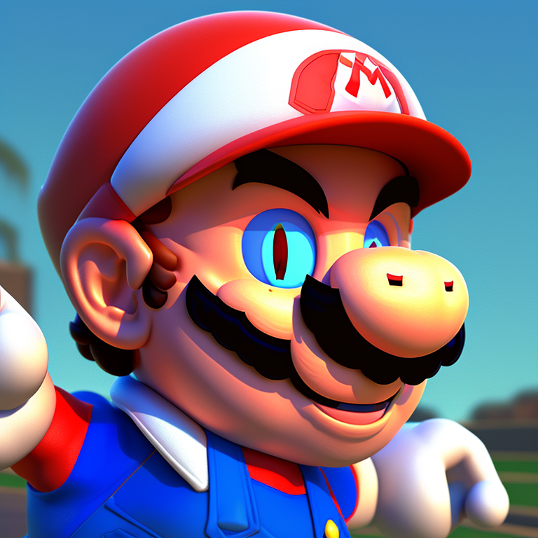 KREA AI - super mario, Pixar style, front view, octane rende...