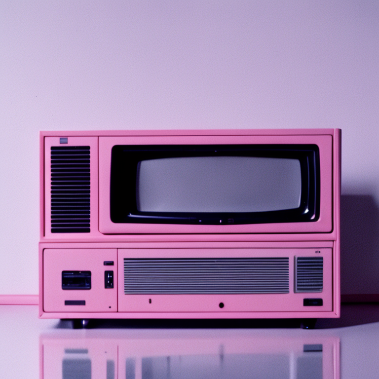 KREA AI - pink 1980 television broadcasting VHS noise in a w...